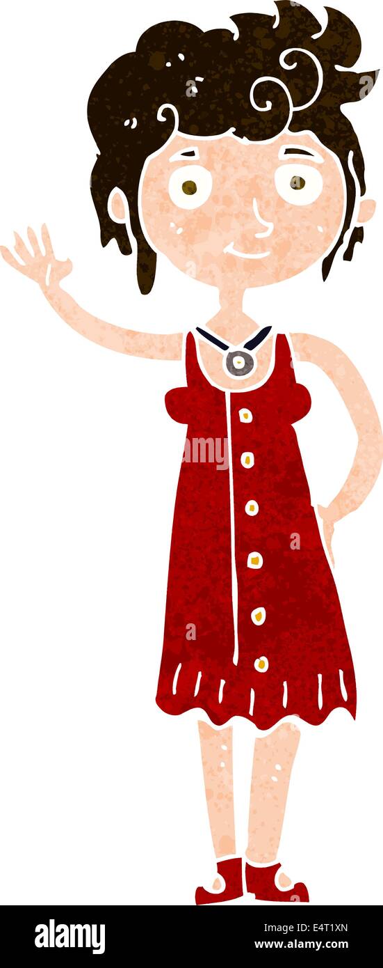 cartoon hippie woman waving Stock Vector Image & Art - Alamy
