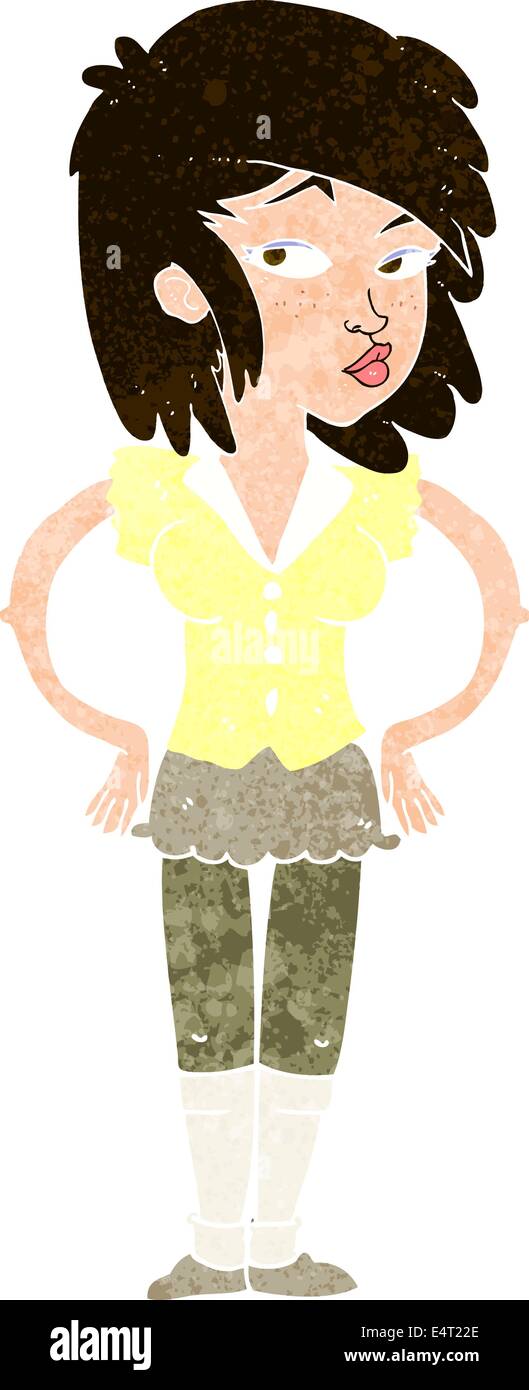 cartoon pretty woman with hands on hips Stock Vector Image & Art - Alamy