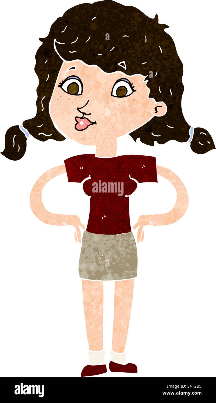 Cartoon Pretty Girl With Hands On Hips Stock Vector Image And Art Alamy