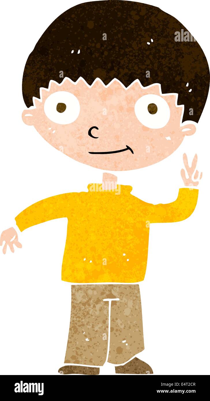 cartoon boy giving peace sign Stock Vector Image & Art - Alamy