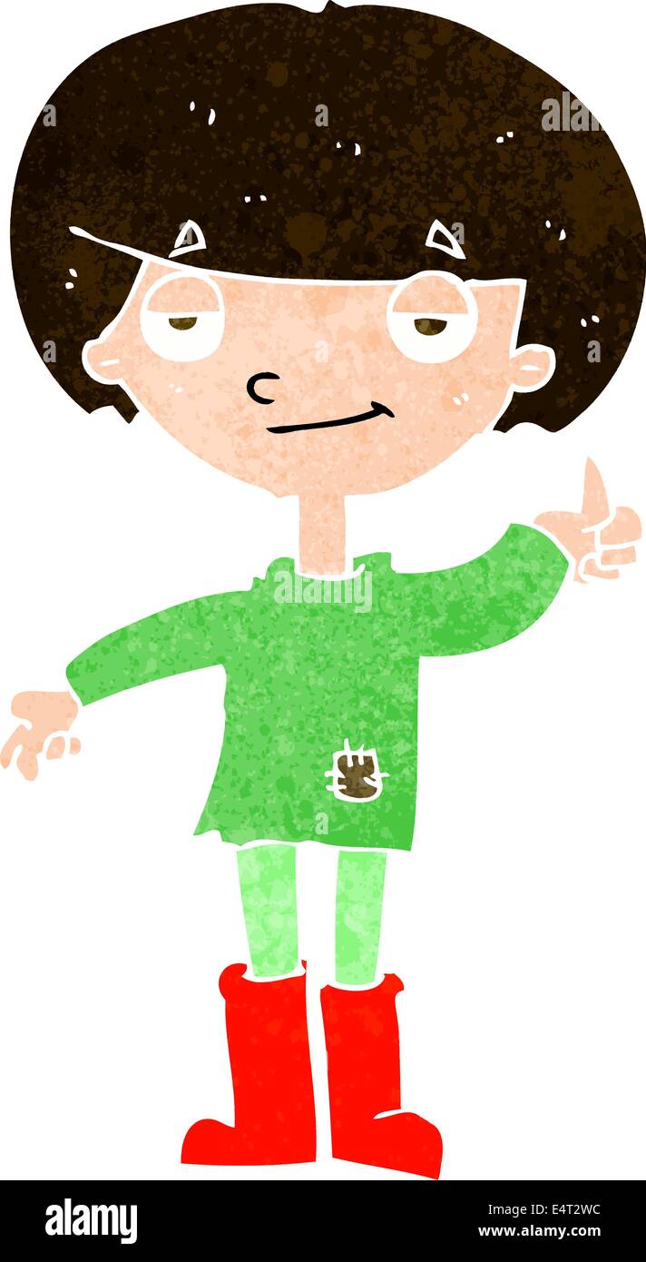 cartoon boy in poor clothing giving thumbs up symbol Stock Vector Image ...