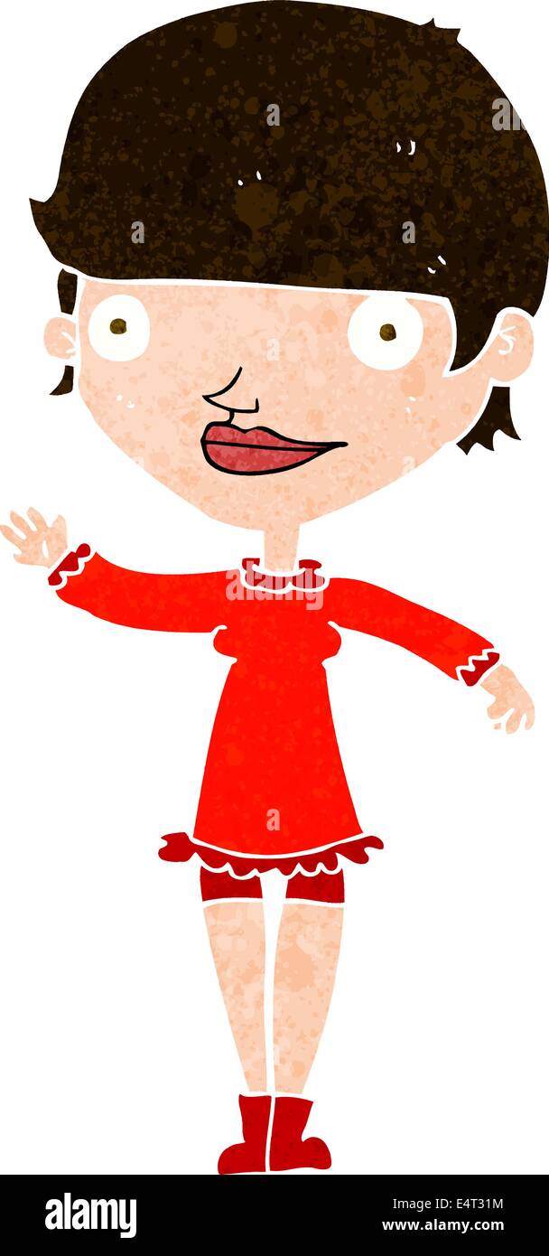 cartoon waving woman Stock Vector Image & Art - Alamy