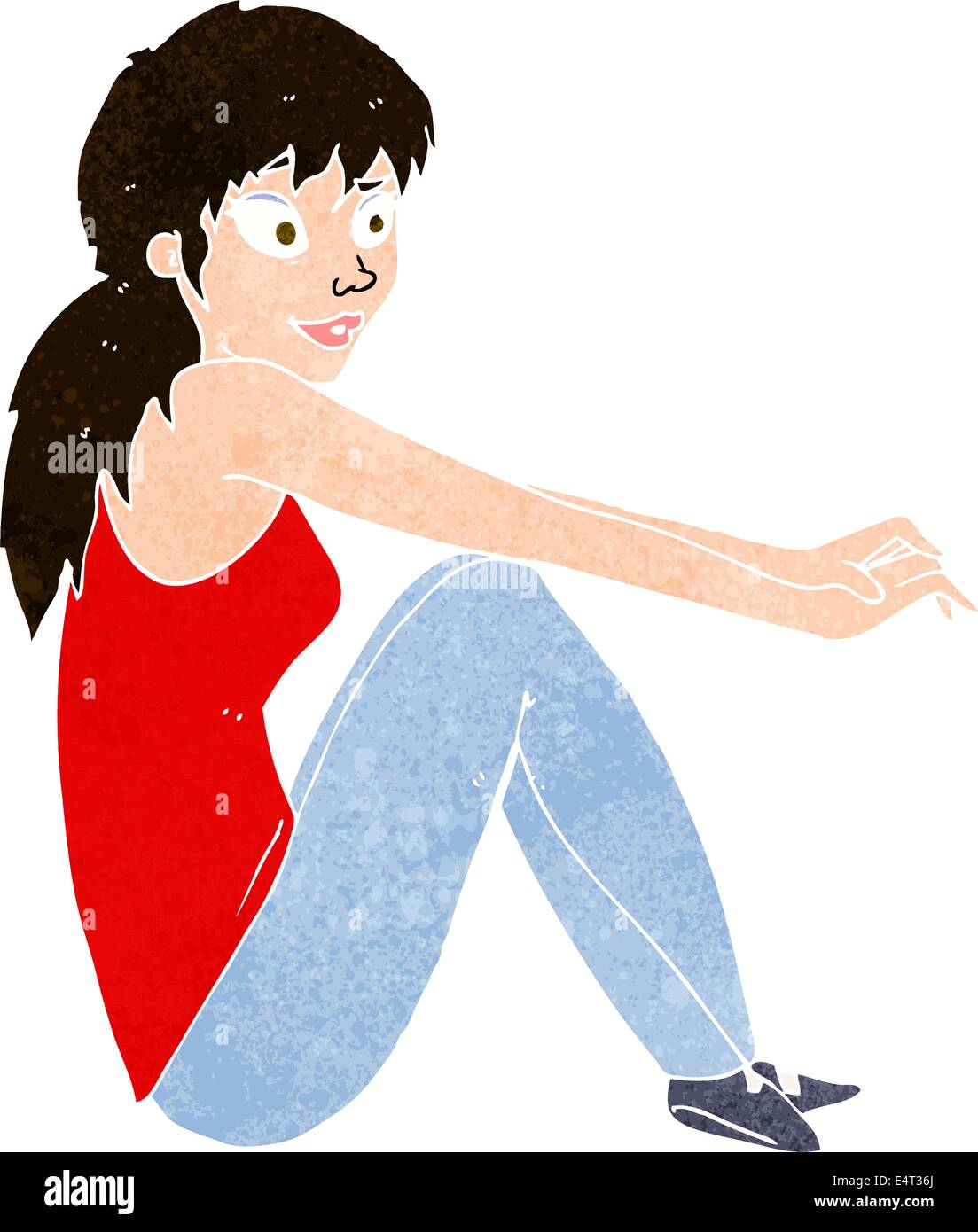 cartoon happy woman sitting Stock Vector Image & Art - Alamy