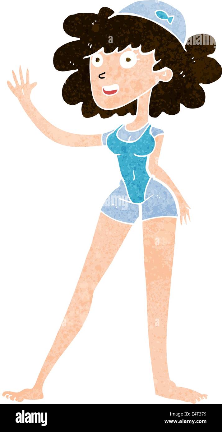 Cartoon swimmer woman hi-res stock photography and images - Alamy