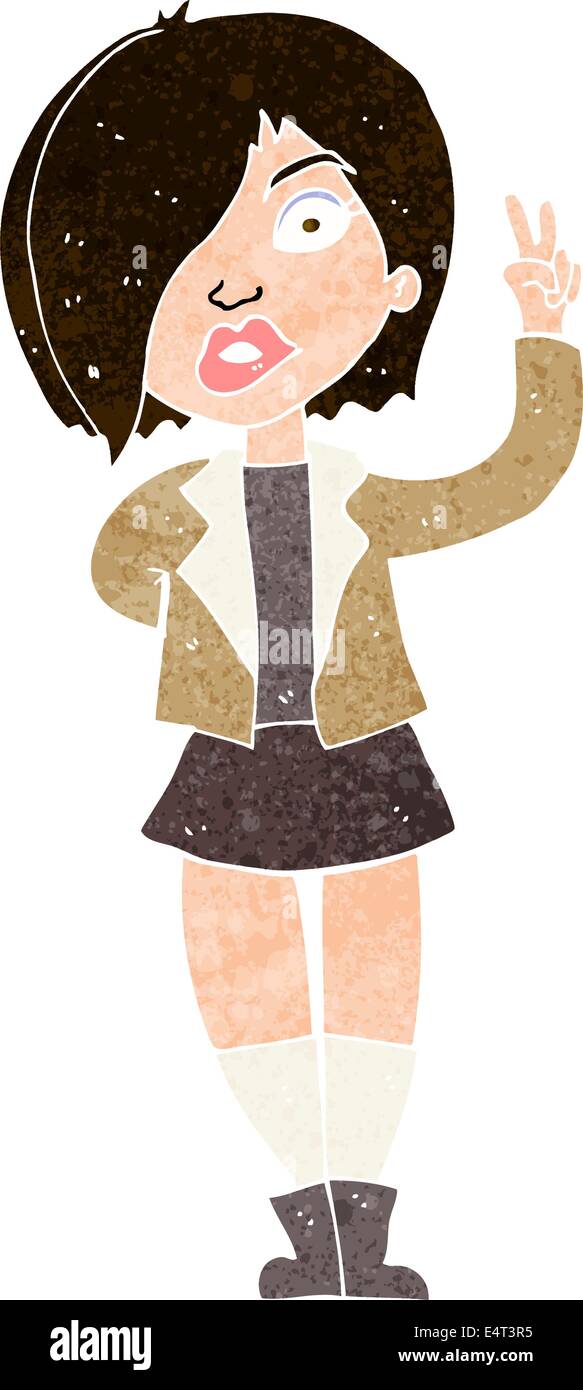cartoon cool girl giving peace sign Stock Vector Image & Art - Alamy