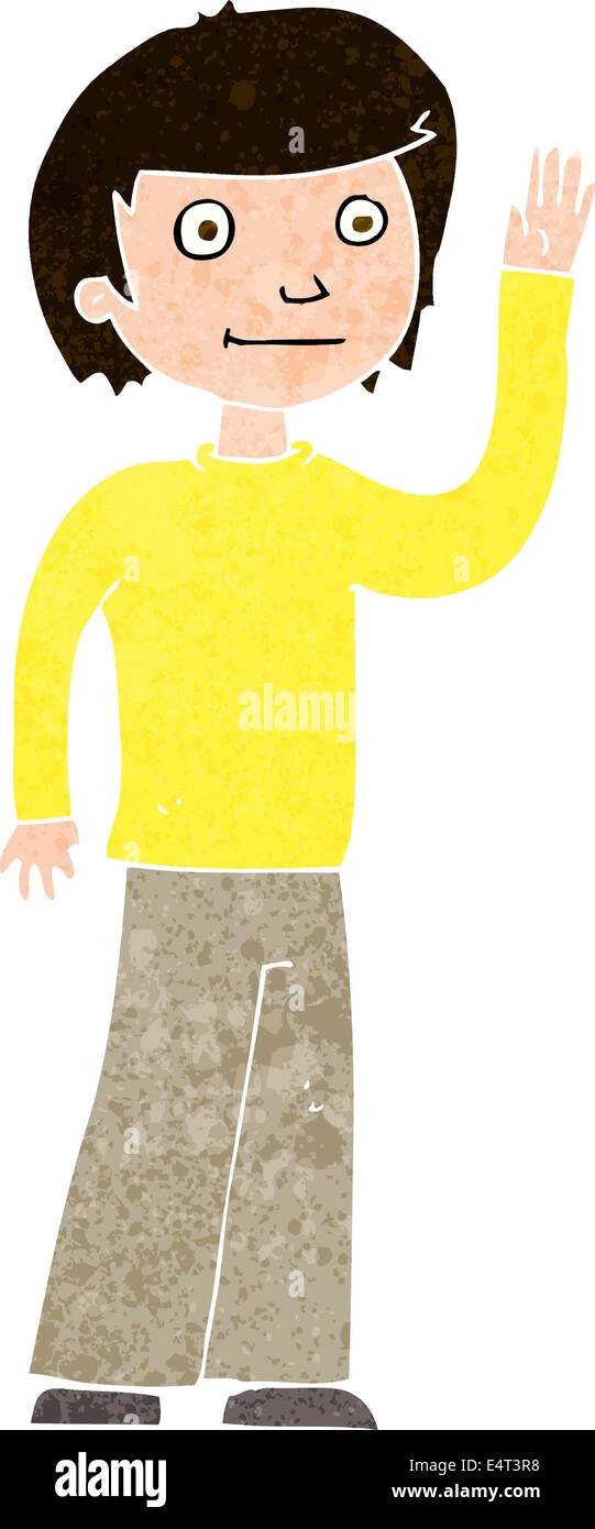 cartoon friendly boy waving Stock Vector Image & Art - Alamy
