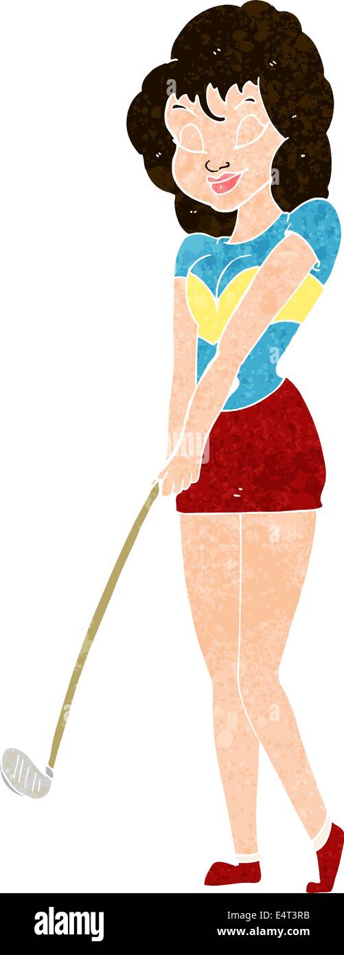 cartoon woman playing golf Stock Vector Image & Art - Alamy
