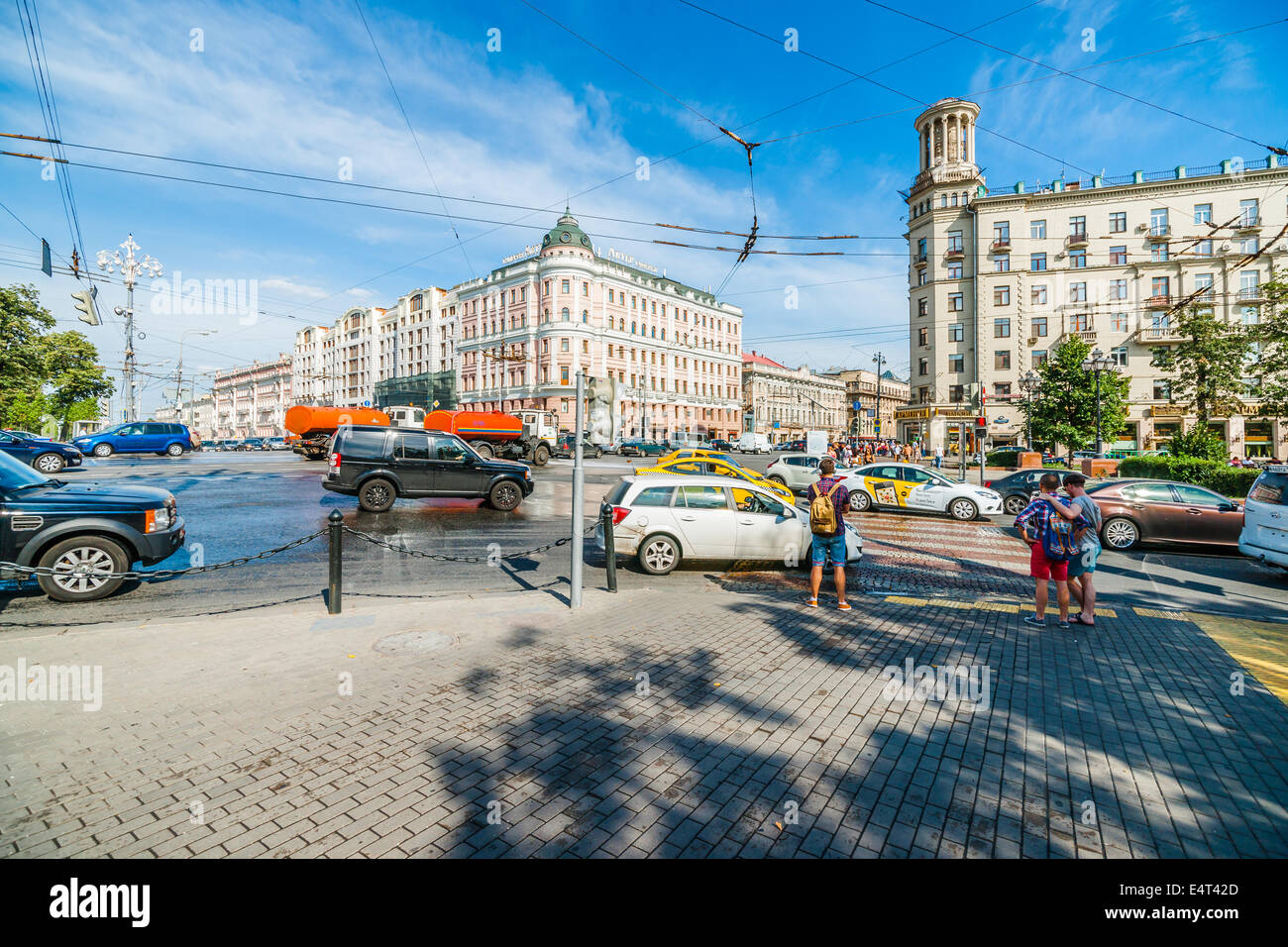 Junction between Boulevard Ring and Tverskaya street in Pushkin square ...