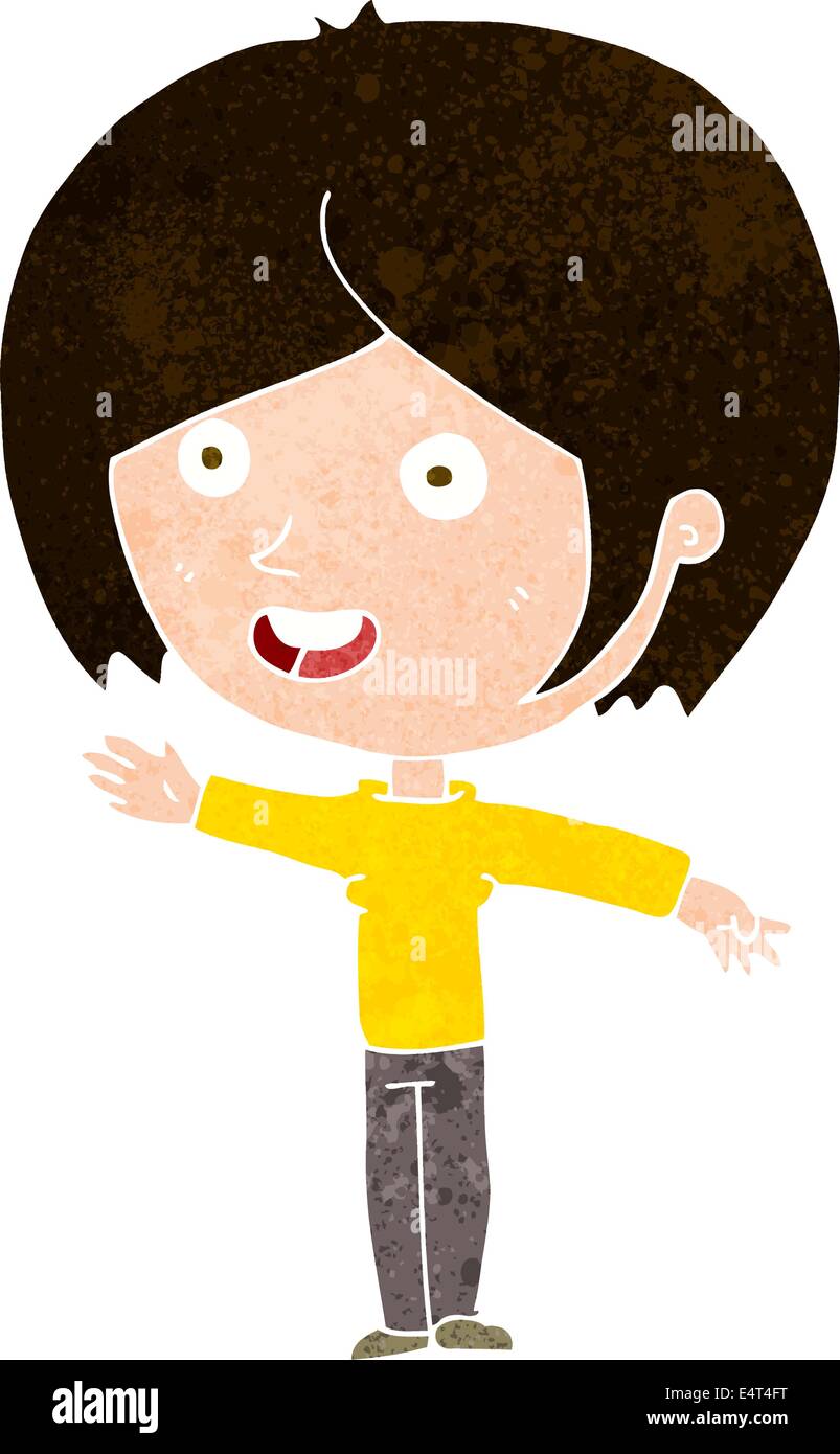 cartoon happy girl waving Stock Vector Image & Art - Alamy