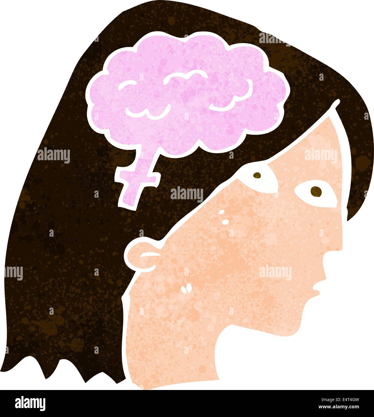cartoon female head with brain symbol Stock Vector Image & Art - Alamy