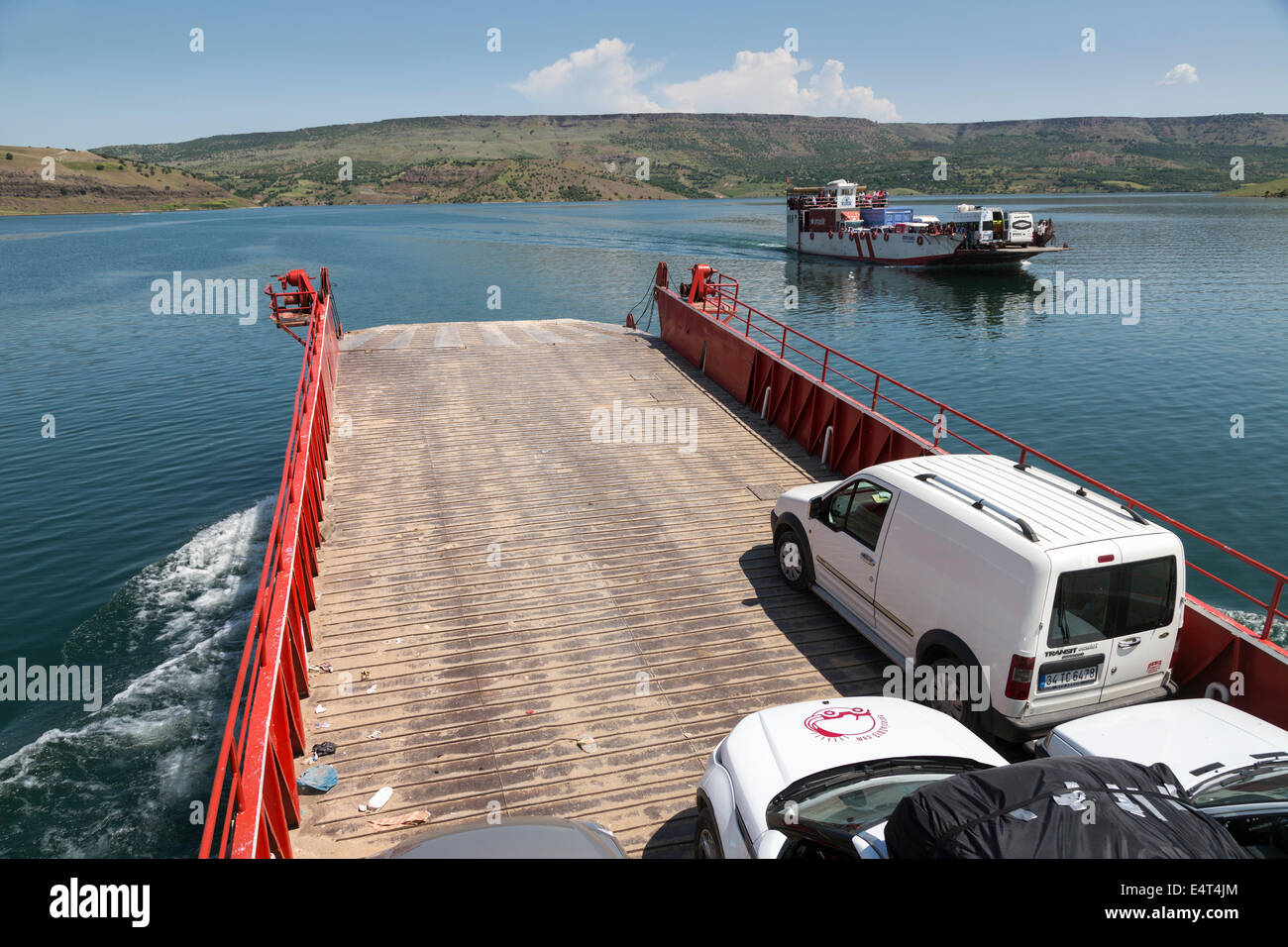 Kahta–Siverek–Diyarbakır ferry boats crossing the Euphrates river ...