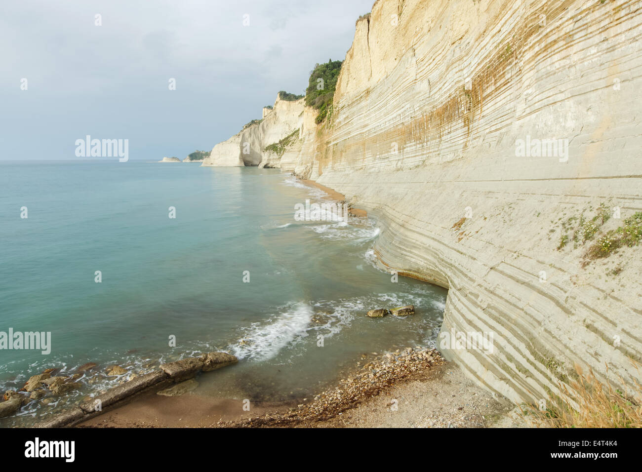 Logas beach at Peroulades village at Corfu island, Greece Stock Photo ...