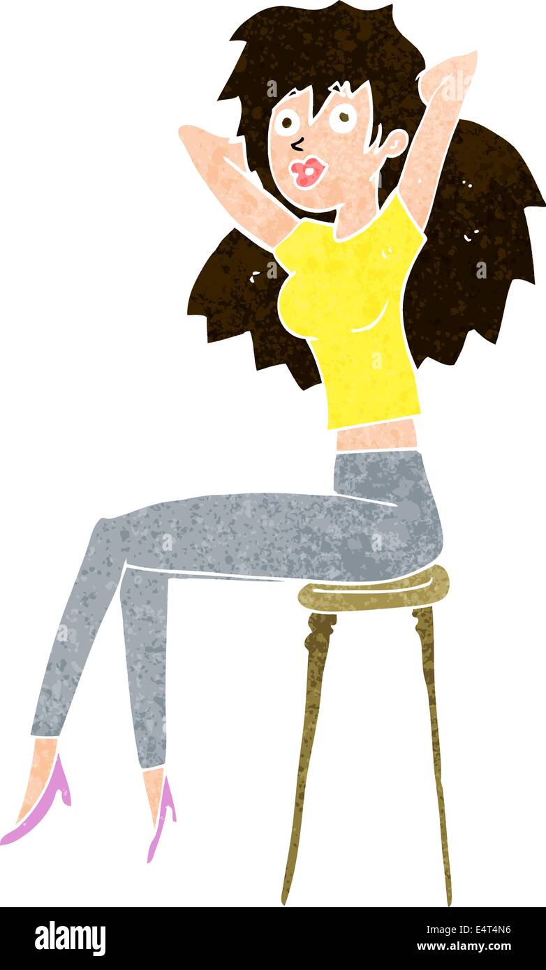 cartoon woman posing on stool Stock Vector Image & Art - Alamy