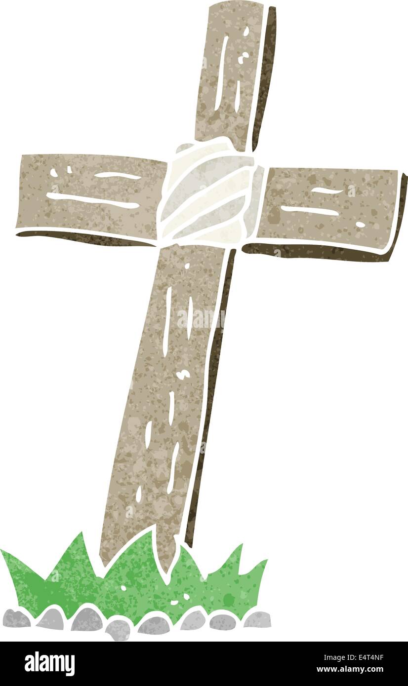 Cartoon wooden cross grave Cut Out Stock Images & Pictures - Alamy