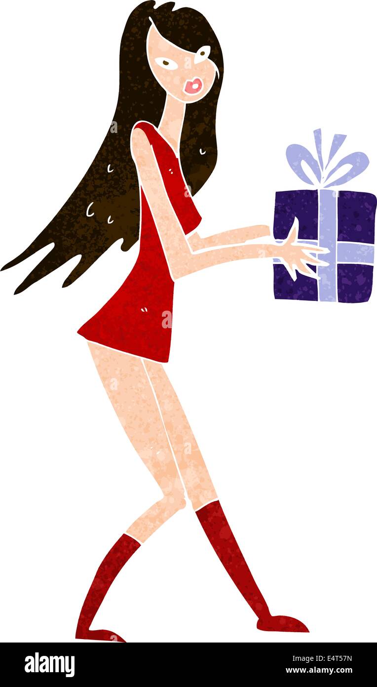 cartoon fashion girl with present Stock Vector Image & Art - Alamy
