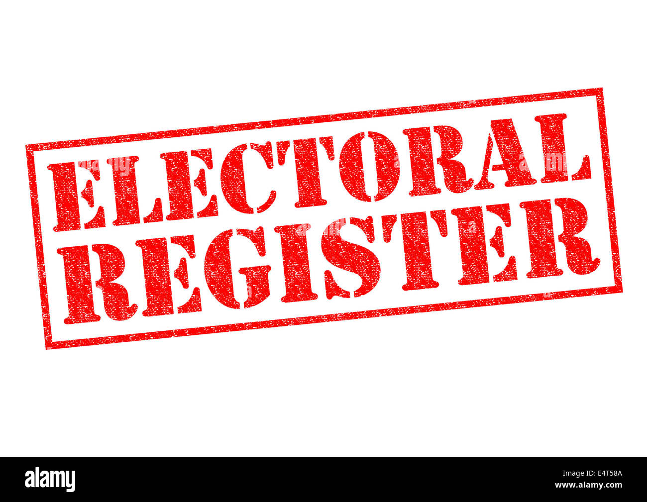 ELECTORAL REGISTER red Rubber Stamp over a white background Stock Photo ...