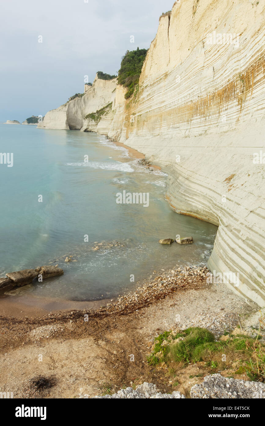 Logas beach at Peroulades village at Corfu island, Greece Stock Photo ...