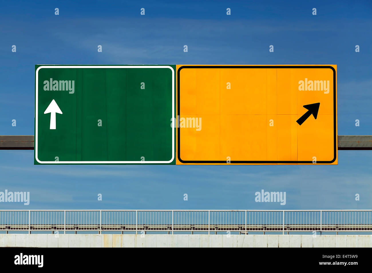 Road signs over overpass Stock Photo - Alamy