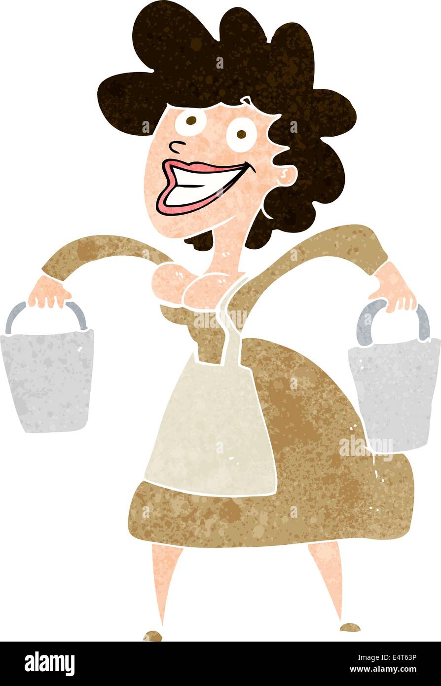 cartoon milkmaid carrying buckets Stock Vector Image & Art - Alamy