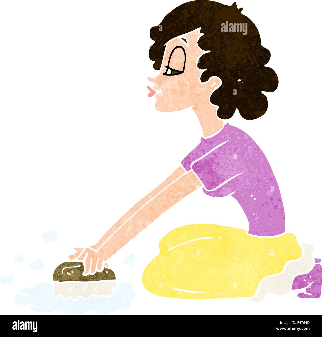cartoon woman scrubbing floor Stock Vector Image & Art - Alamy