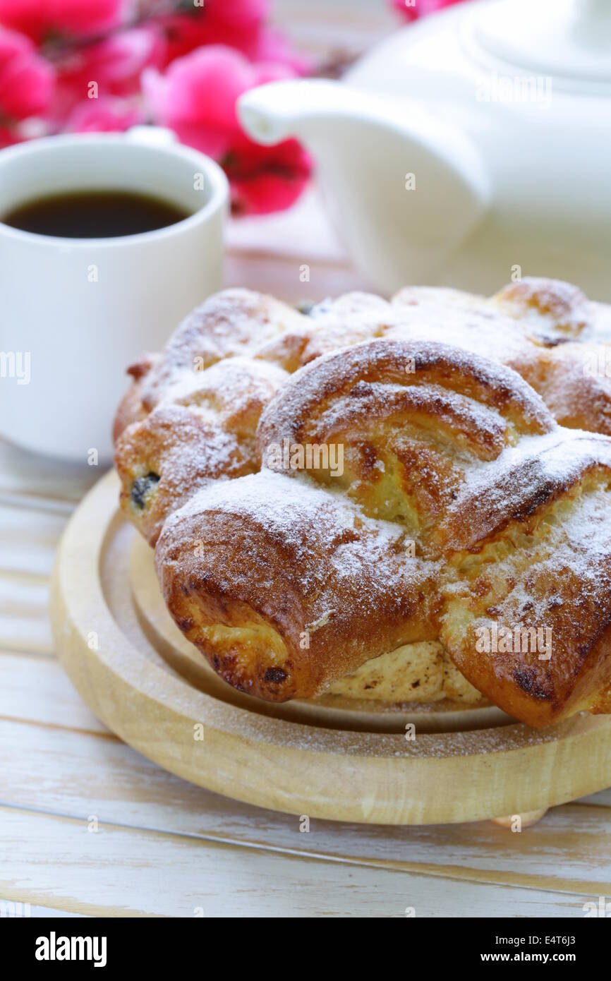 traditional French brioche pastry with powdered sugar Stock Photo - Alamy