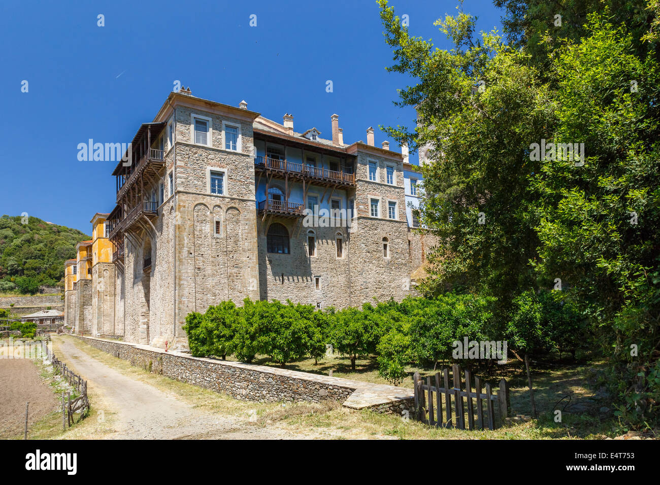 Iviron medieval monastery on Holy Mount Athos Stock Photo - Alamy