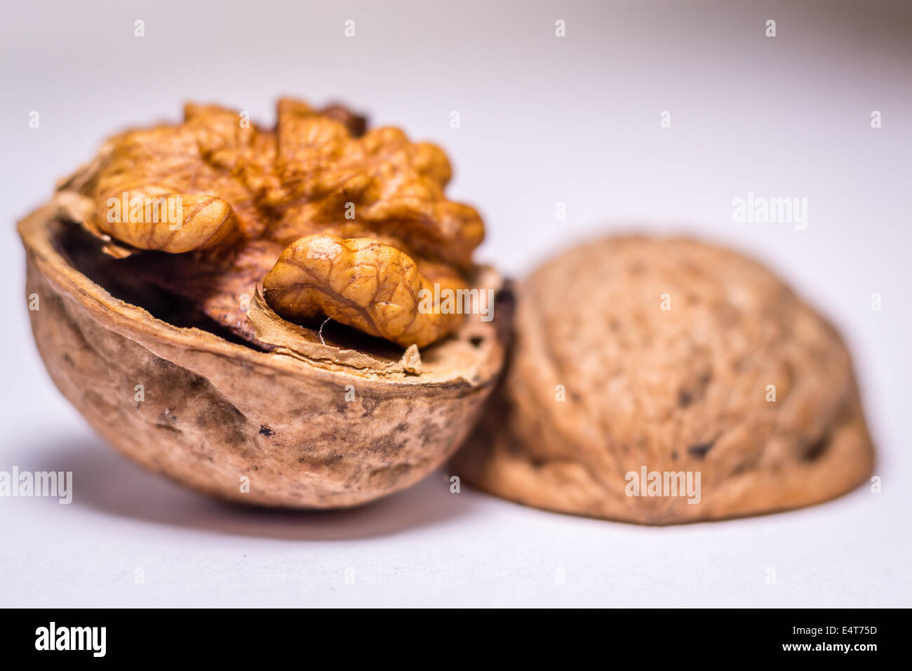 Close up nutmeat and nutshell with shallow depth of field Stock Photo ...