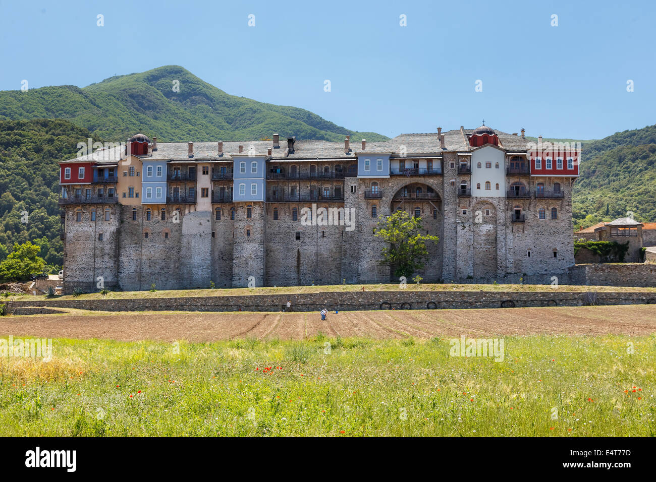 Iviron medieval monastery on Holy Mount Athos Stock Photo - Alamy