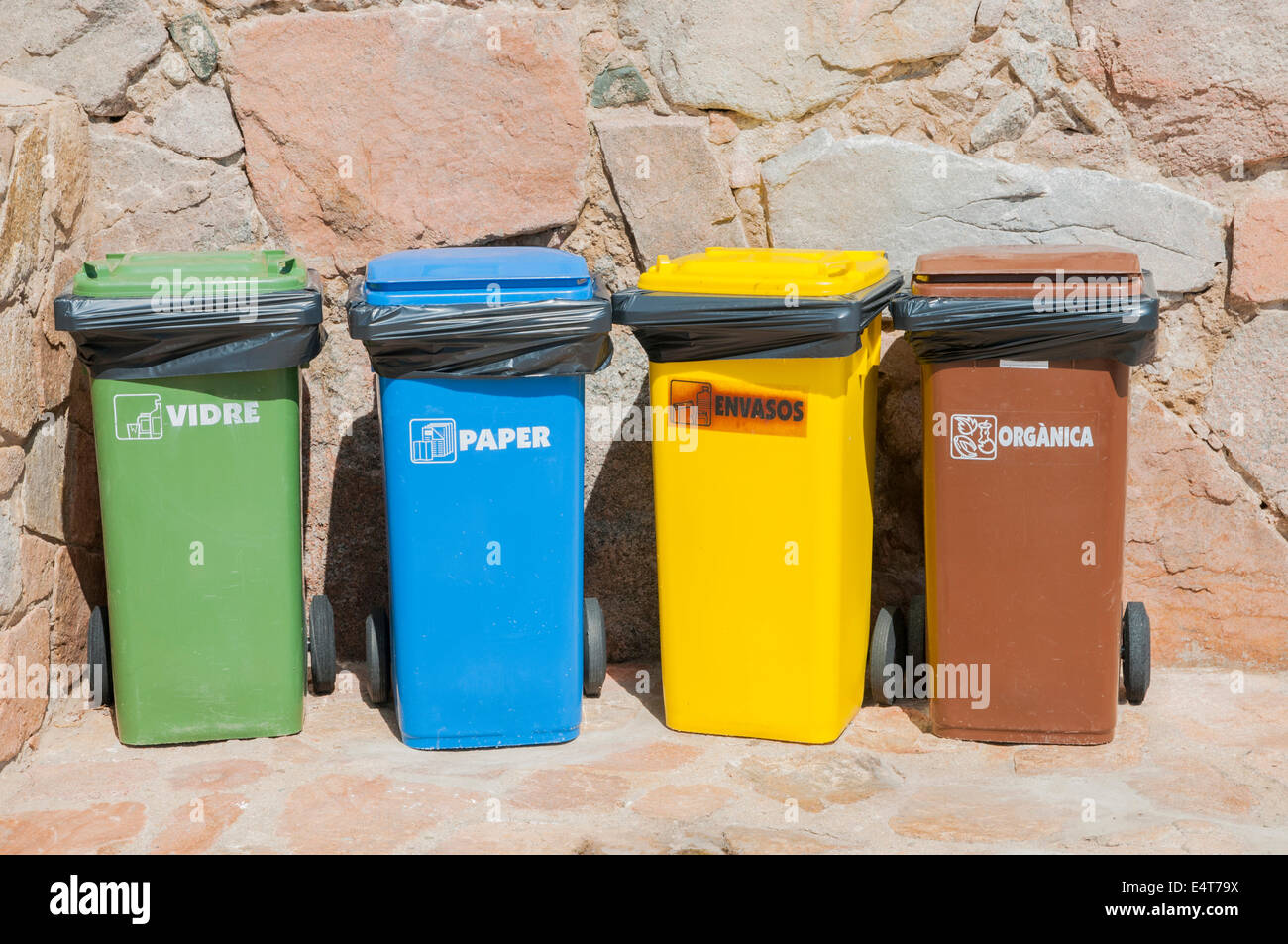 different dumpsters to recycle all materials Stock Photo - Alamy