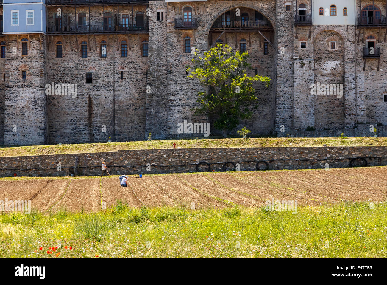 Iviron medieval monastery on Holy Mount Athos Stock Photo - Alamy