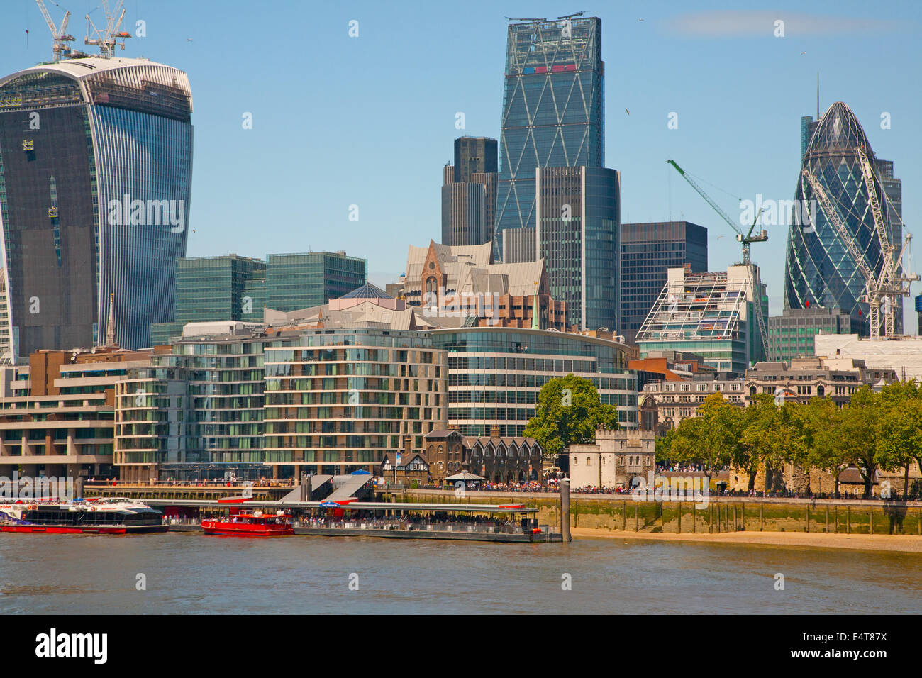 View of the office buildings across the River Thames,London,UK Stock ...