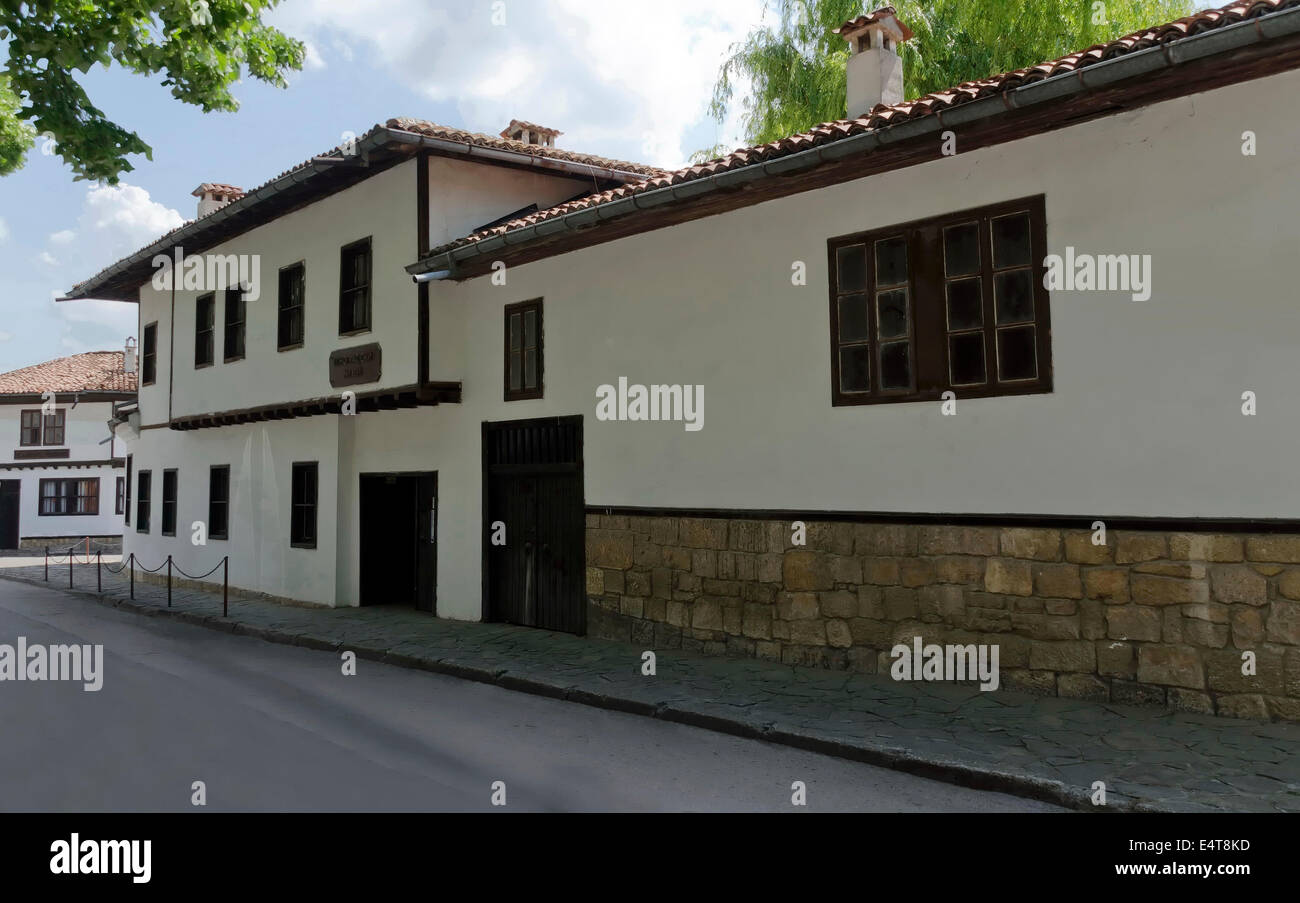 Antique street with ancient houses in town Razgrad, Bulgaria Stock ...