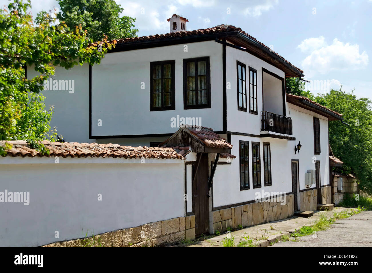 Antique street with ancient houses in town Razgrad, Bulgaria Stock ...