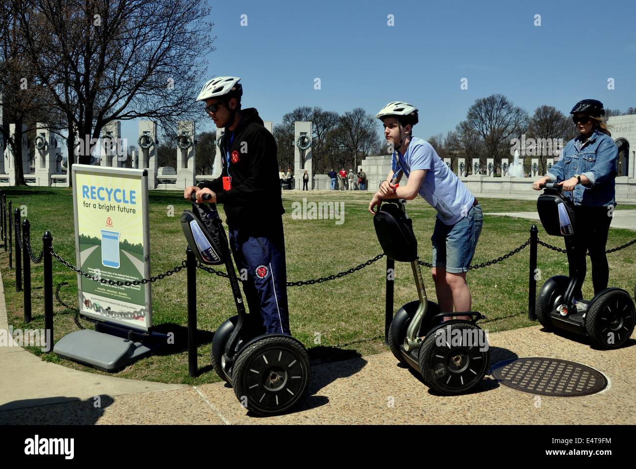 Washington, DC: A group of tourists riding Segways passing the World ...