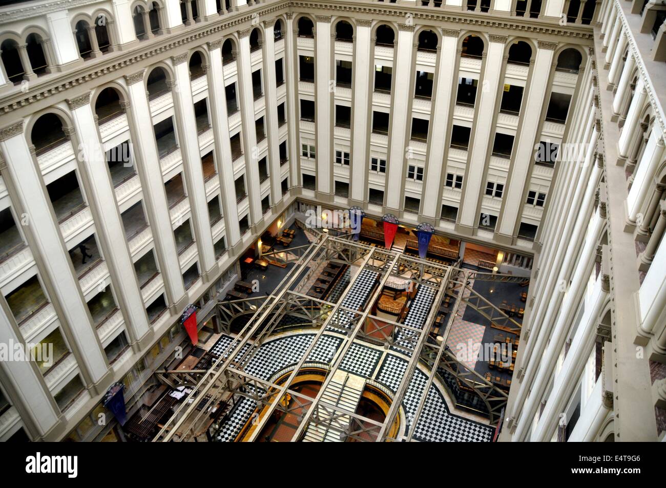 Washington, DC: The immense interior atrium surrounded by seven floors ...