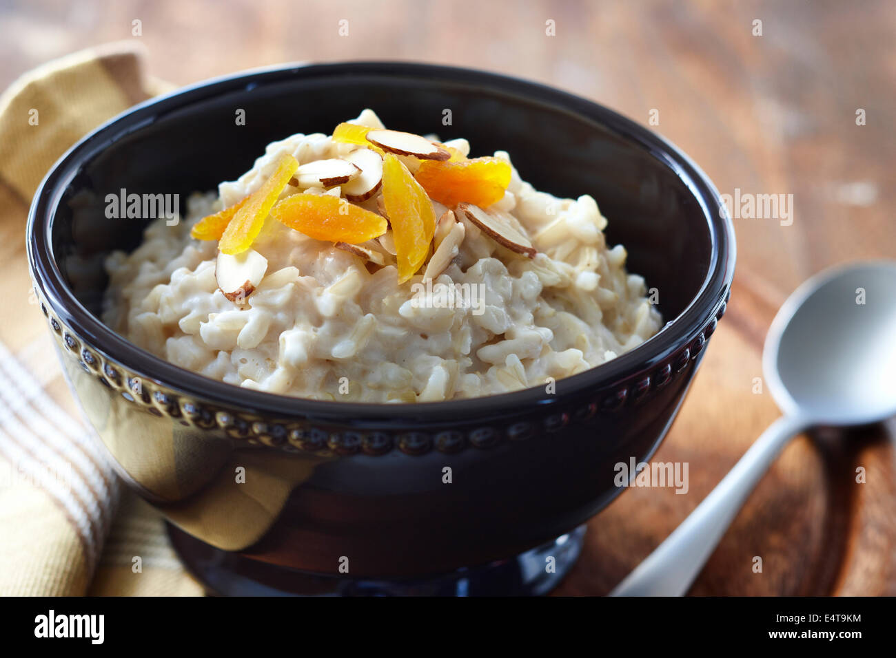 Single Serving Bowl of Brown Rice Pudding with Slivered Almonds and ...