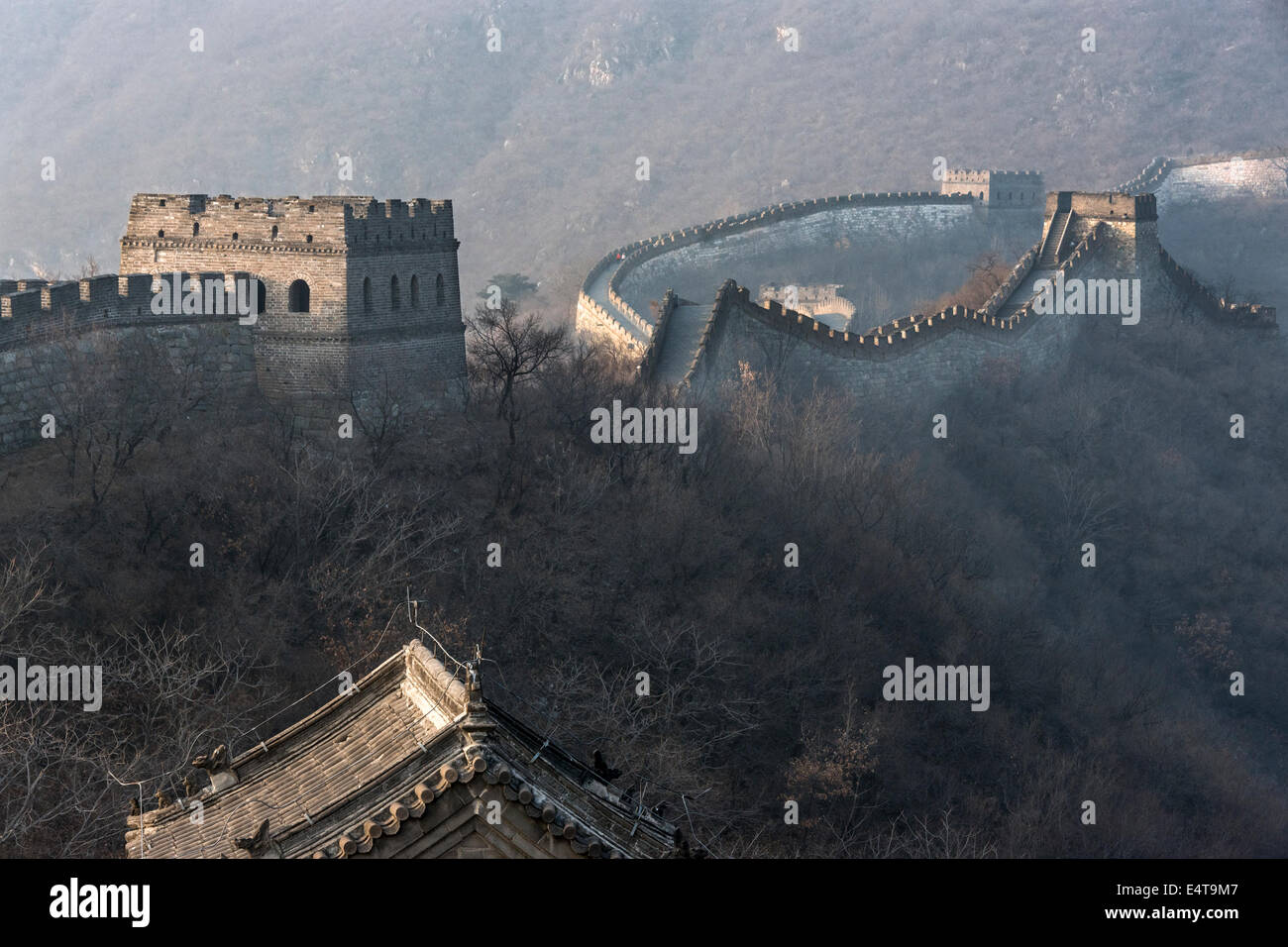 Mutianyu Great Wall with air pollution in the distance, NE of Beijing ...