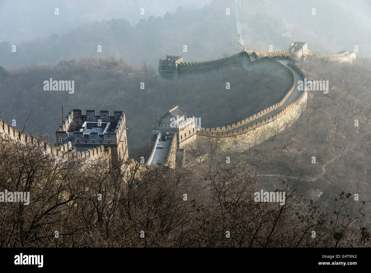 Mutianyu Great Wall in heavy air pollution, NE of Beijing, China Stock ...