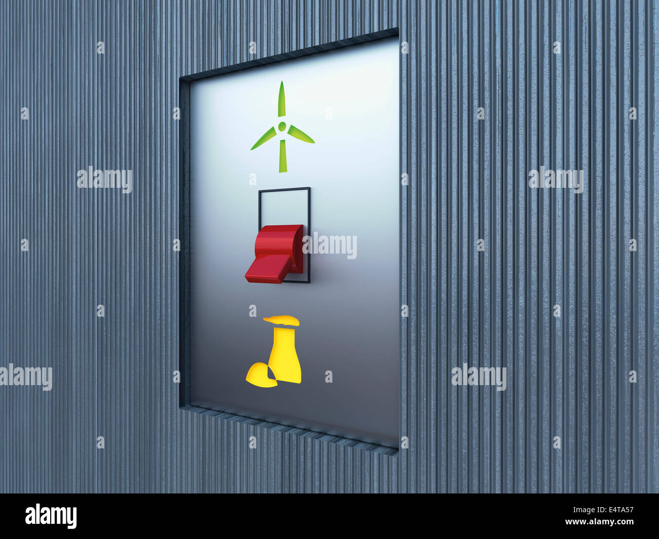 3D Illustration of Switch adjusted to Nuclear Energy Symbol Stock Photo ...