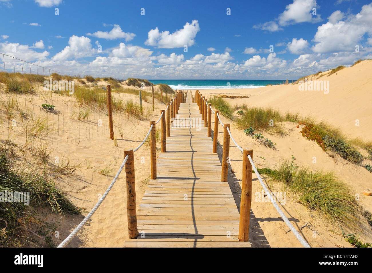 Wooden Walkway through Sand Dunes leading to Beach, Cascais, Lisboa ...