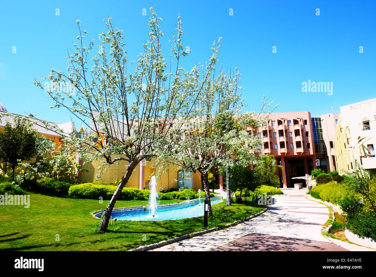 The tree and building of luxury hotel, Antalya, Turkey Stock Photo - Alamy