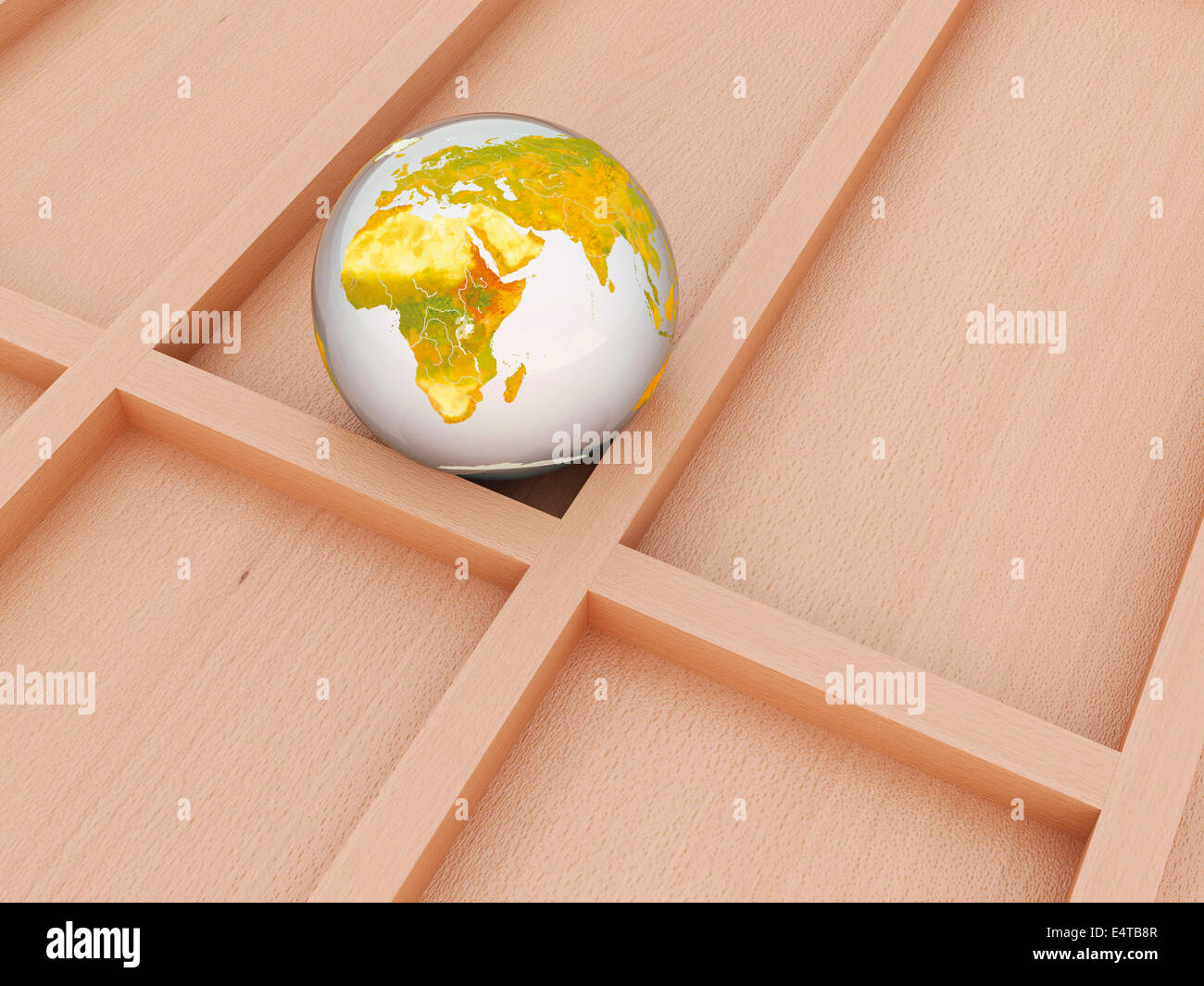 Digital Illustration of Glass Marble covered with World Map showing ...