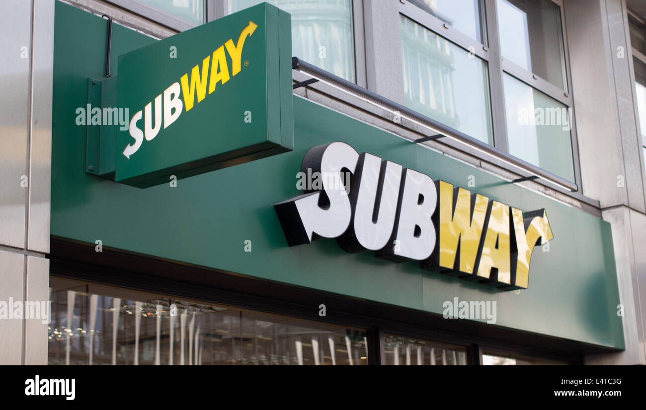 Subway sandwich shop sign Stock Photo - Alamy