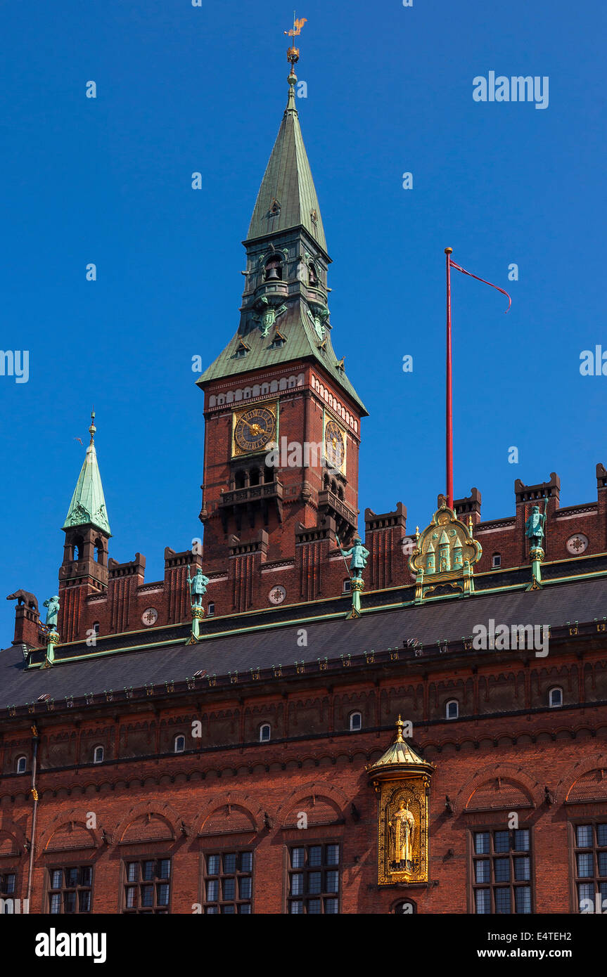 Clock Tower of City Hall, Copenhagen, Denmark Stock Photo - Alamy