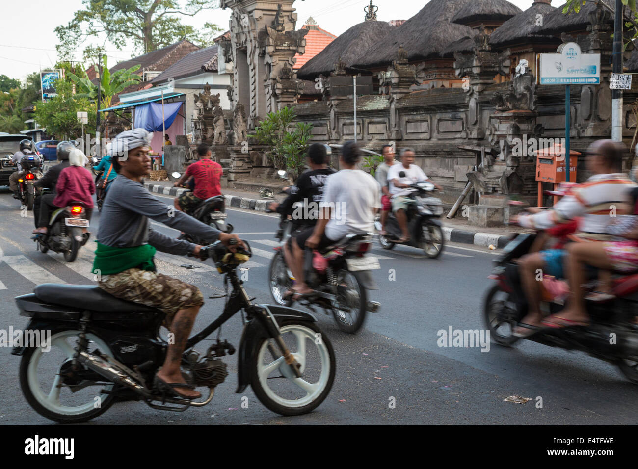 Jimbaran, Bali, Indonesia. Motorbikes Dominate Balinese Street Traffic ...