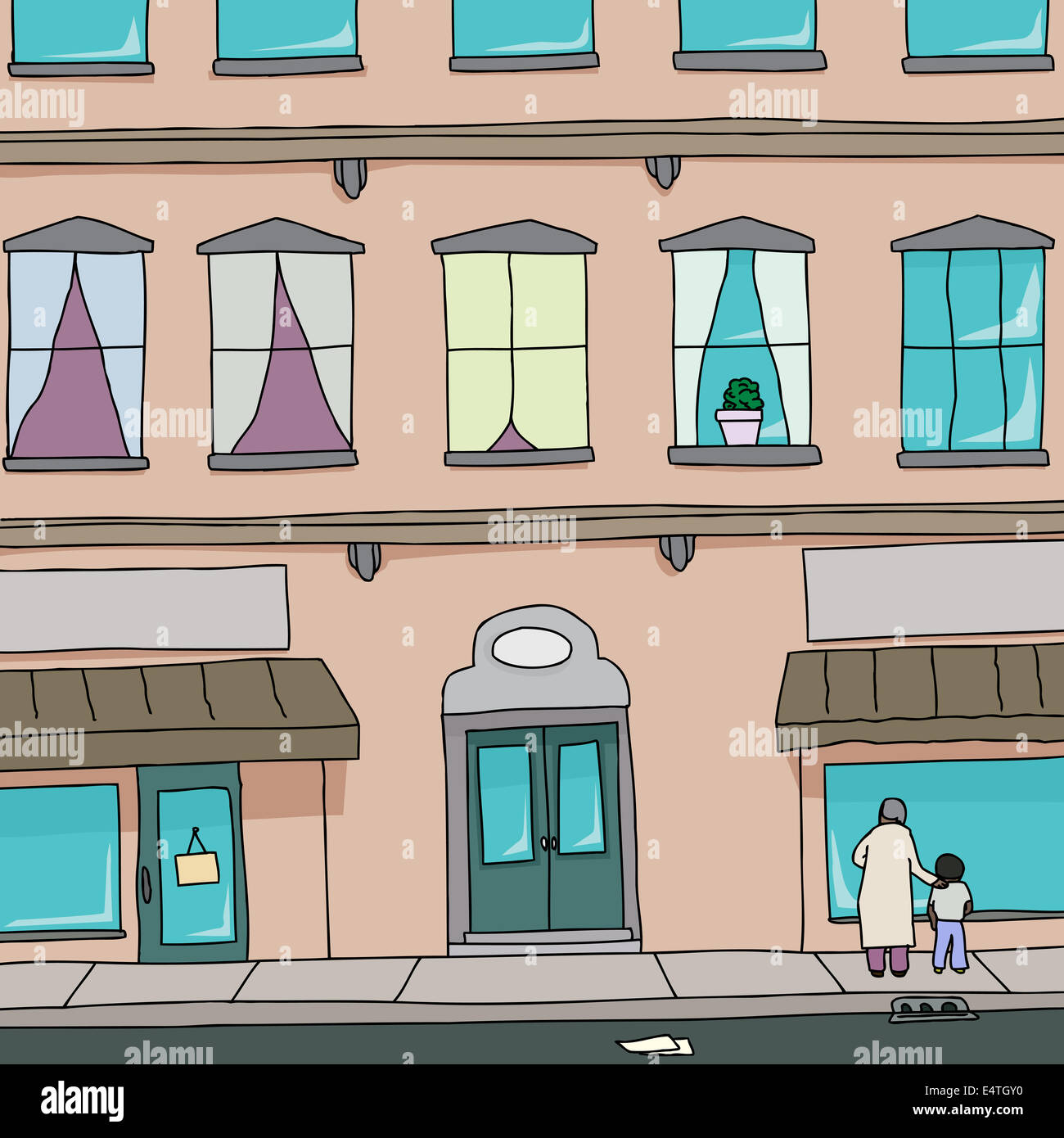 Hand drawn cartoon storefront urban hi-res stock photography and images ...