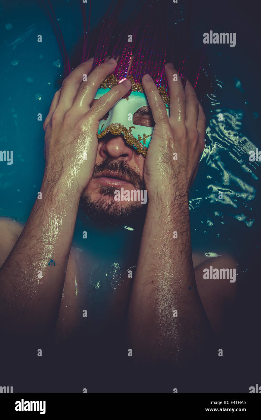 Sad man immersed in bluewater, concept of depression Stock Photo - Alamy