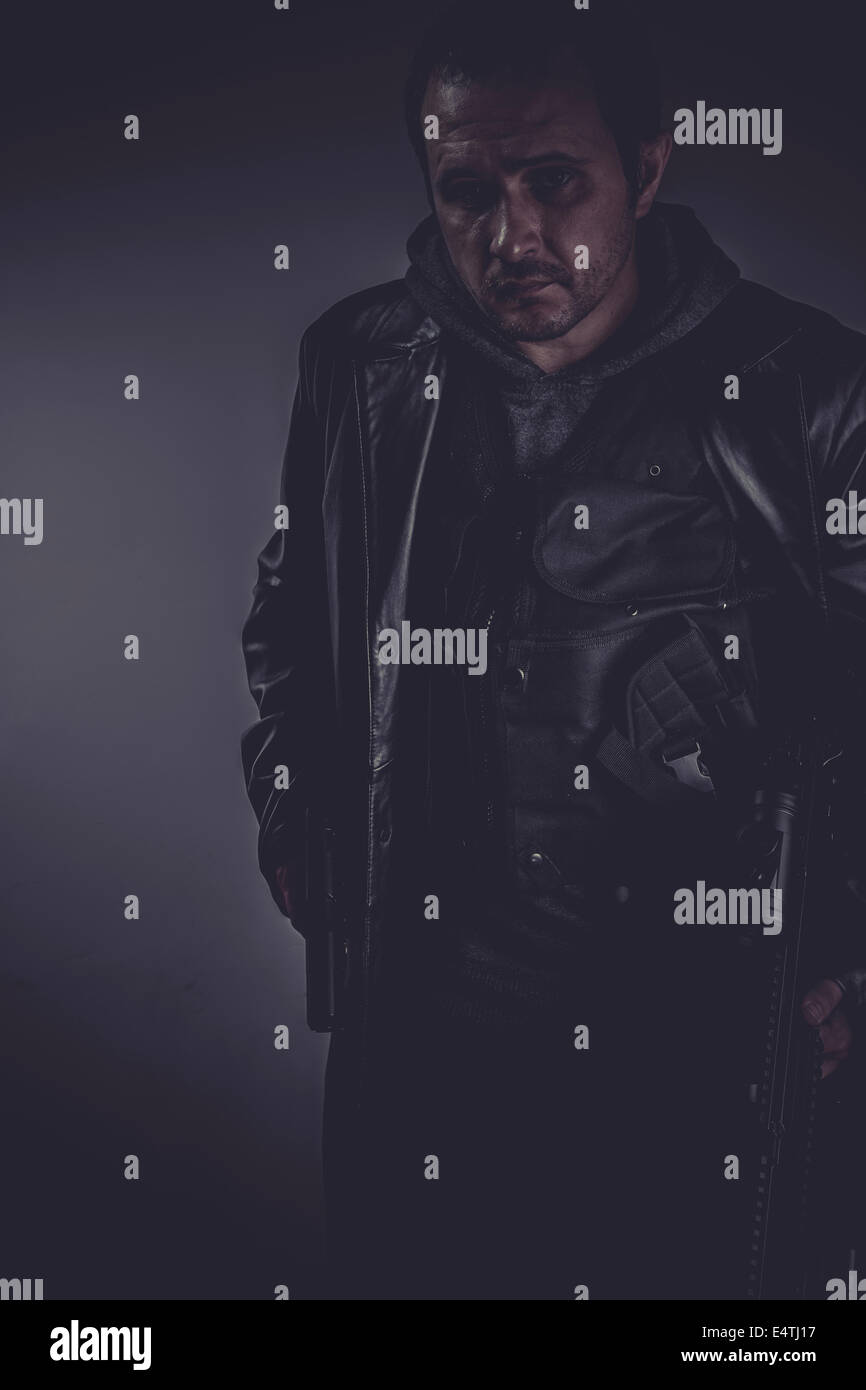 Weapon, gangster with gun and pistol Stock Photo - Alamy