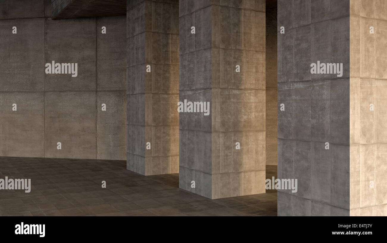 blank interior, concrete column Stock Photo - Alamy