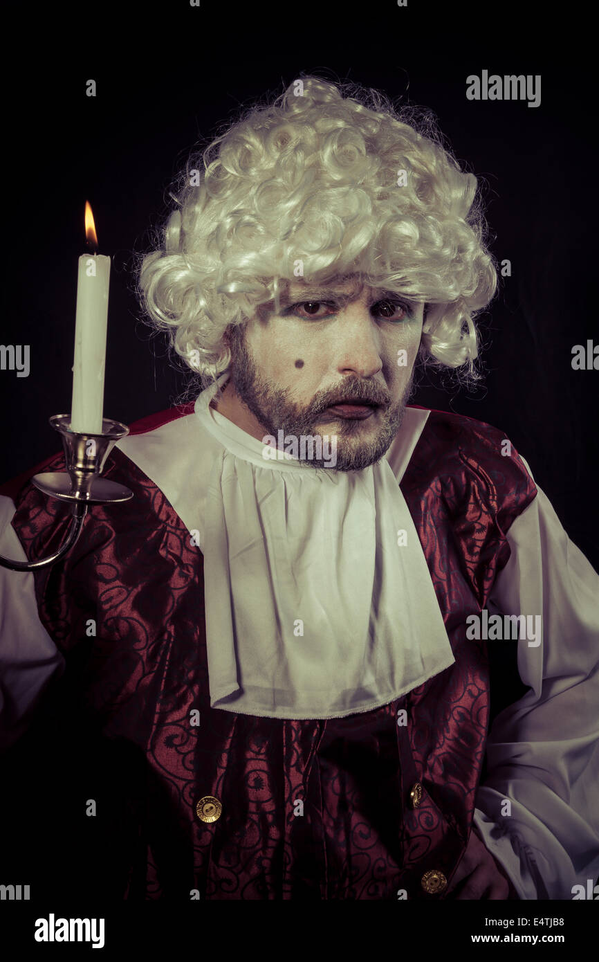 nineteenth century man, , chandelier with candles Stock Photo - Alamy